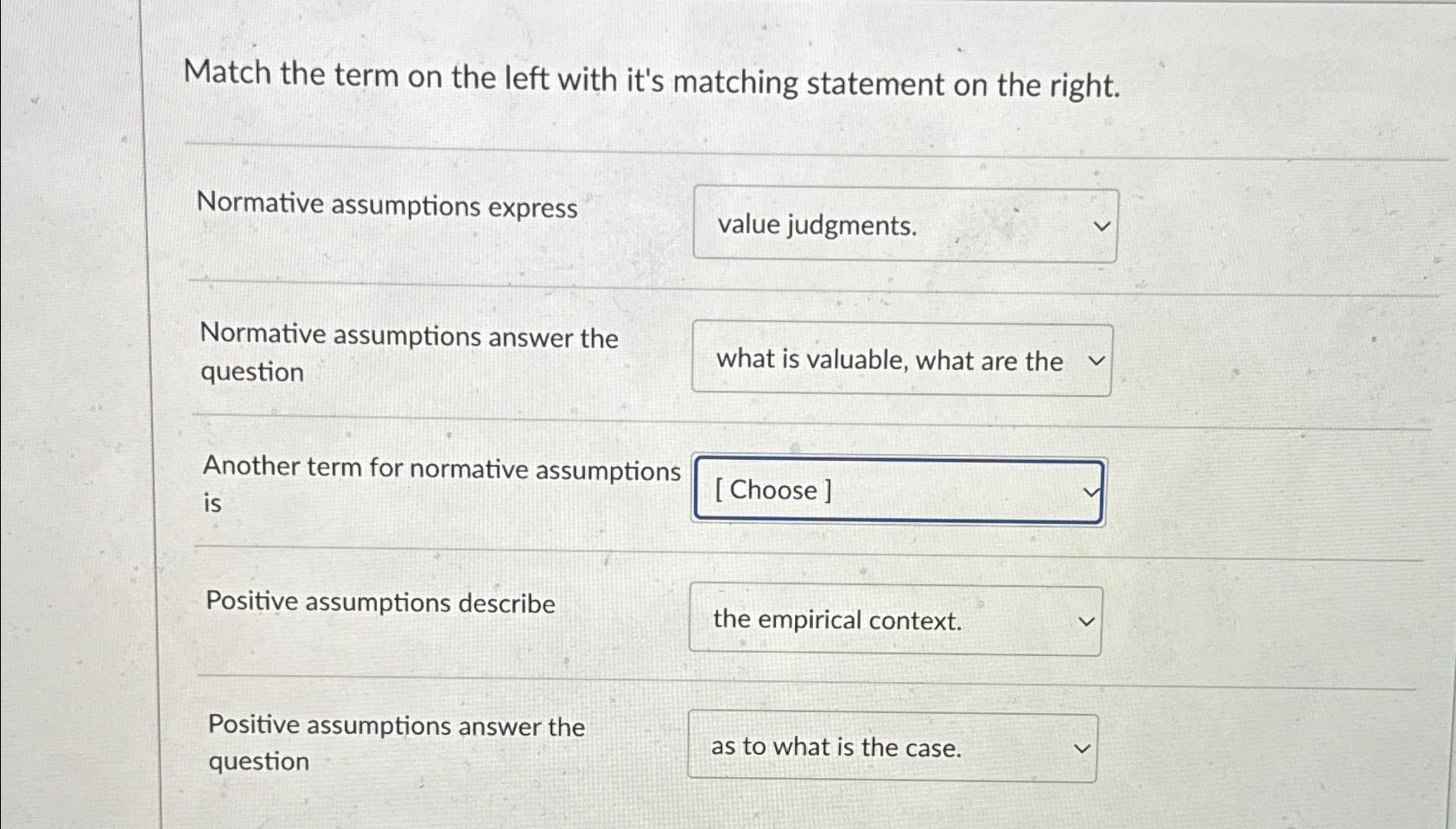 Solved Match the term on the left with it's matching | Chegg.com