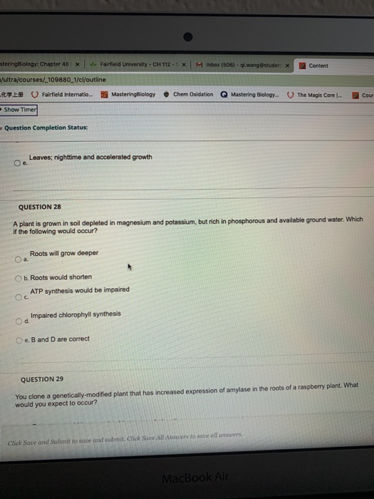 Solved * MasteringBiology: Chapter 48 X Fairfield University | Chegg.com