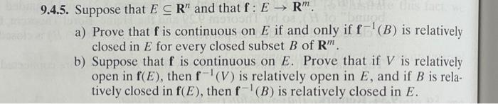 Solved 9.4.5. Suppose that E⊆Rn and that f:E→Rm. a) Prove | Chegg.com