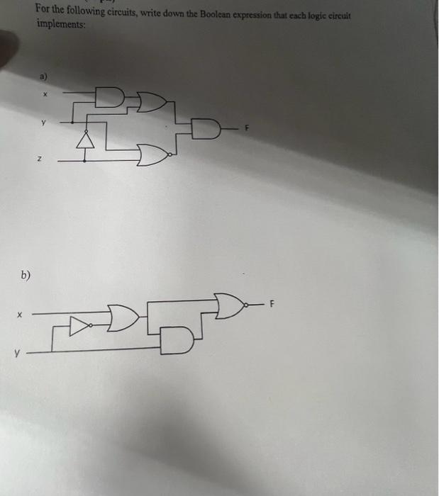 Solved For The Following Circuits Write Down The Boolean 2614