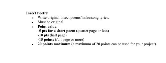 Insect Poetry - Write original insect | Chegg.com