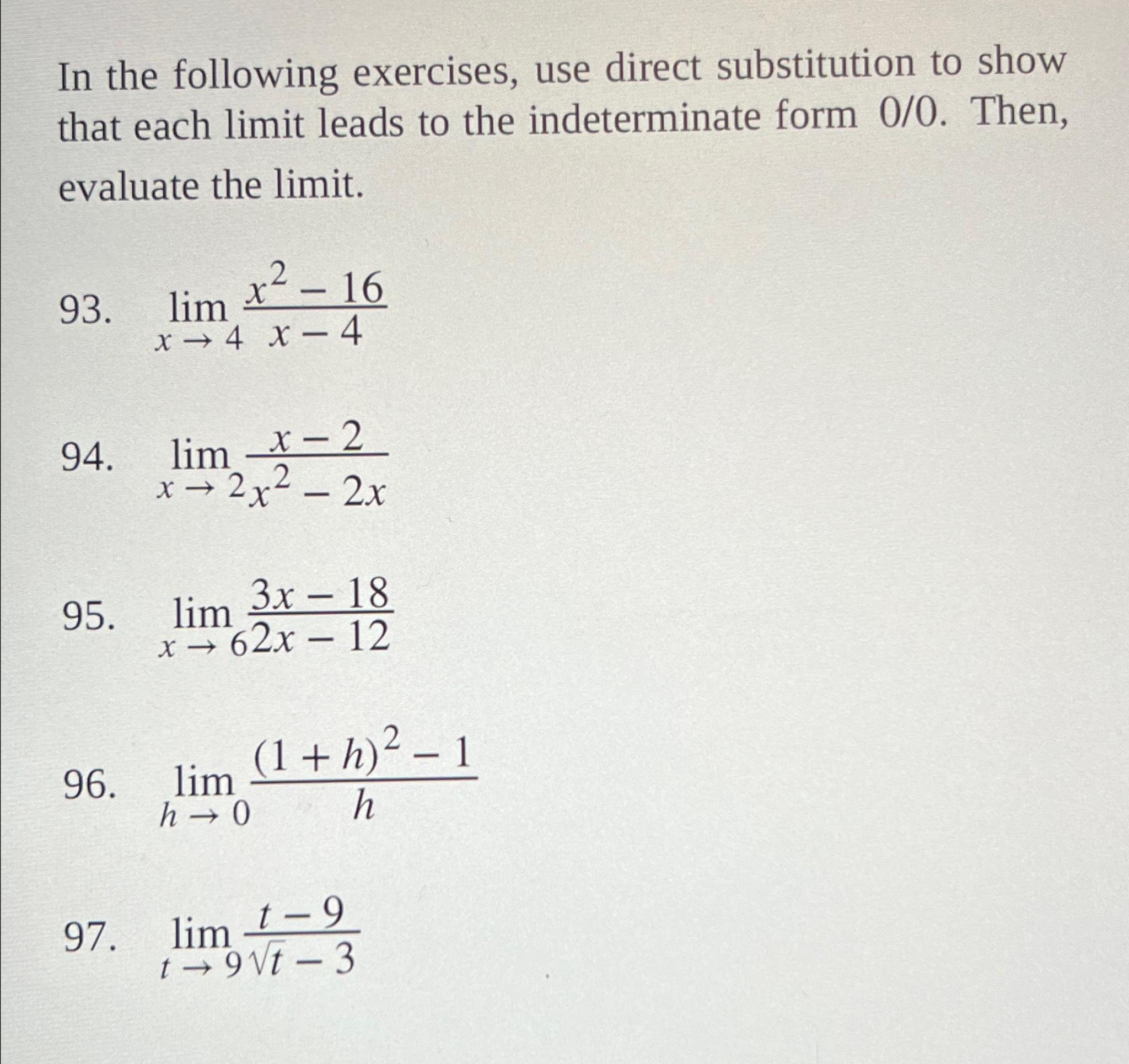 Solved In the following exercises, use direct substitution | Chegg.com