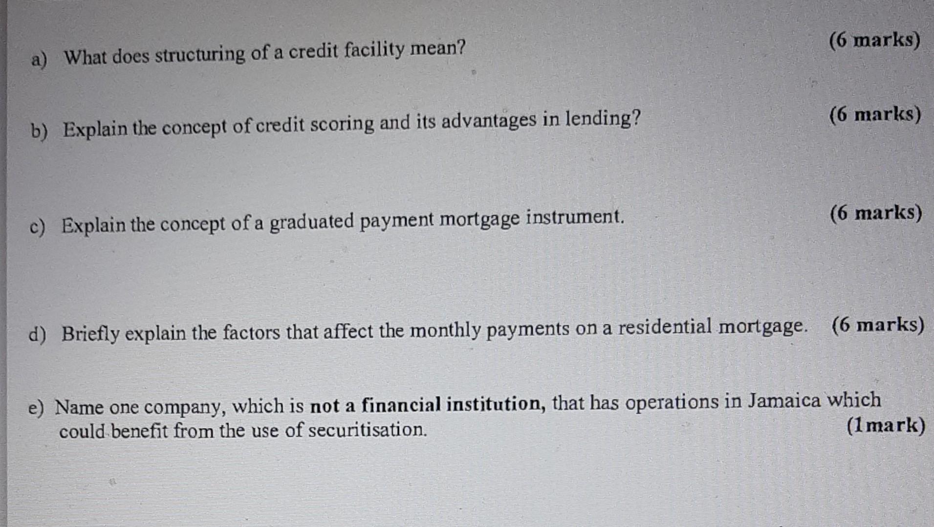 Solved a) What does structuring of a credit facility mean? | Chegg.com