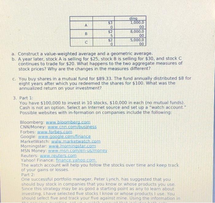 Solved Formulas: Houling Perior Retarn Value Weighted | Chegg.com