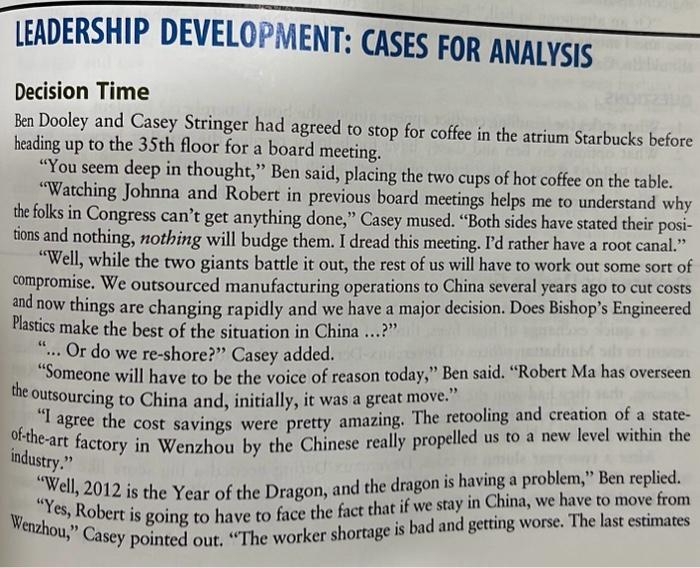 Decision Time Ben Dooley and Casey Stringer had | Chegg.com