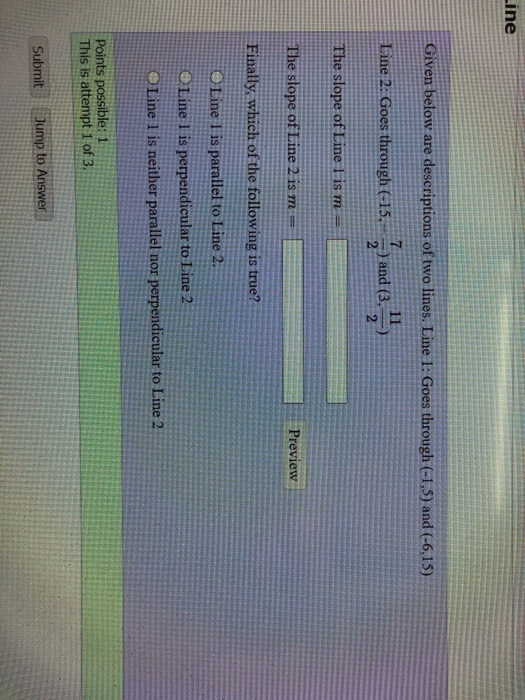 Solved Line Given below are descriptions of two lines. Line | Chegg.com