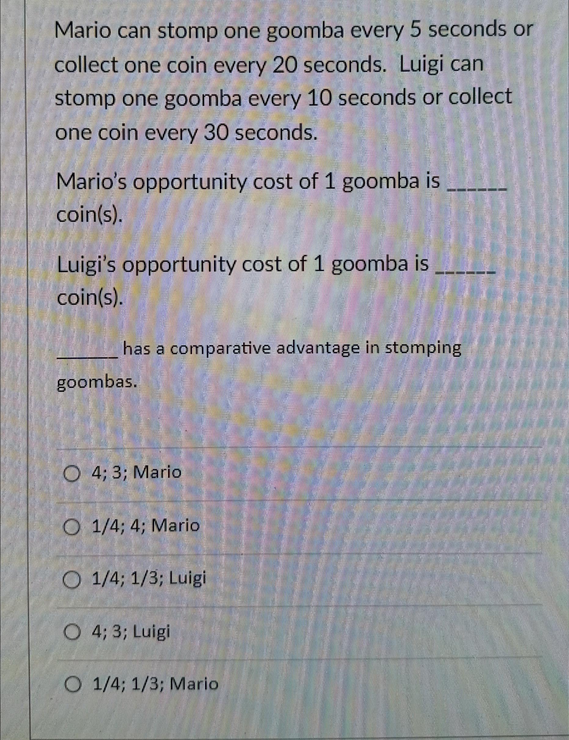 Solved Mario can stomp one goomba every 5 ﻿seconds or | Chegg.com