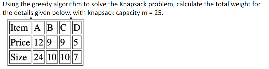 Solved DO NOT SOLVE USING CODE. Using the greedy algorithm | Chegg.com