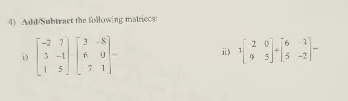 Solved Add/Subtract the following | Chegg.com