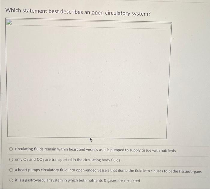 Solved Which statement best describes an open circulatory | Chegg.com