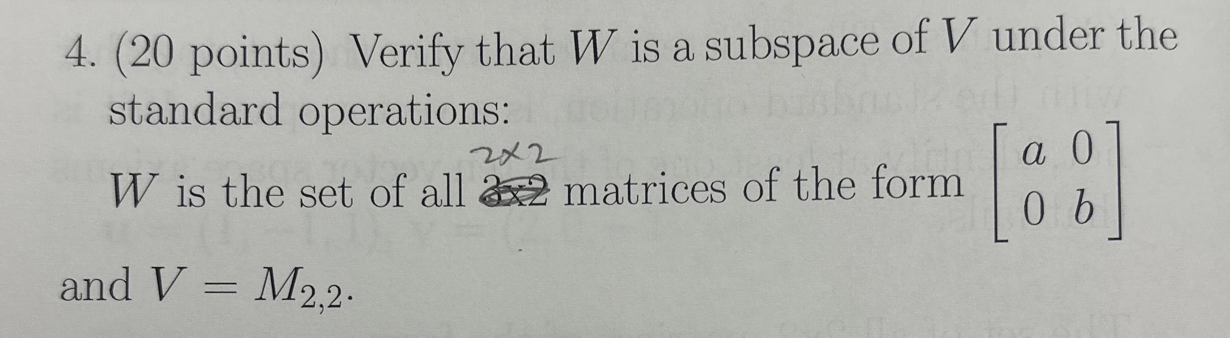 Solved (20 ﻿points) ﻿Verify that W ﻿is a subspace of V | Chegg.com