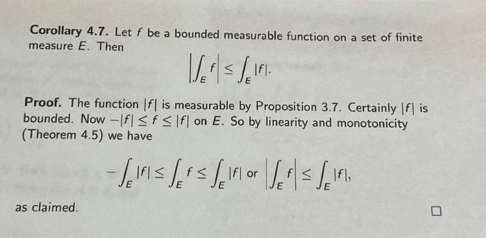 Solved Corollary 4.7. Let f be a bounded measurable function | Chegg.com