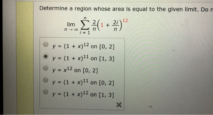 Solved Determine a region whose area is equal to the given | Chegg.com