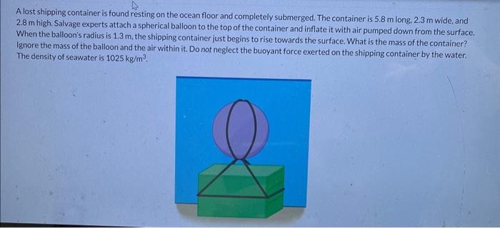 Solved A lost shipping container is found resting on the | Chegg.com