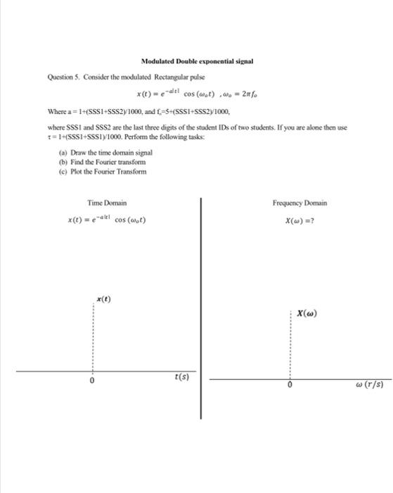 Solved Question 5. Consider the modulated Rectangular pulse | Chegg.com