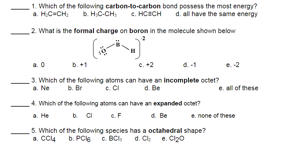 Solved Which of the following carbon-to-carbon bond possess | Chegg.com