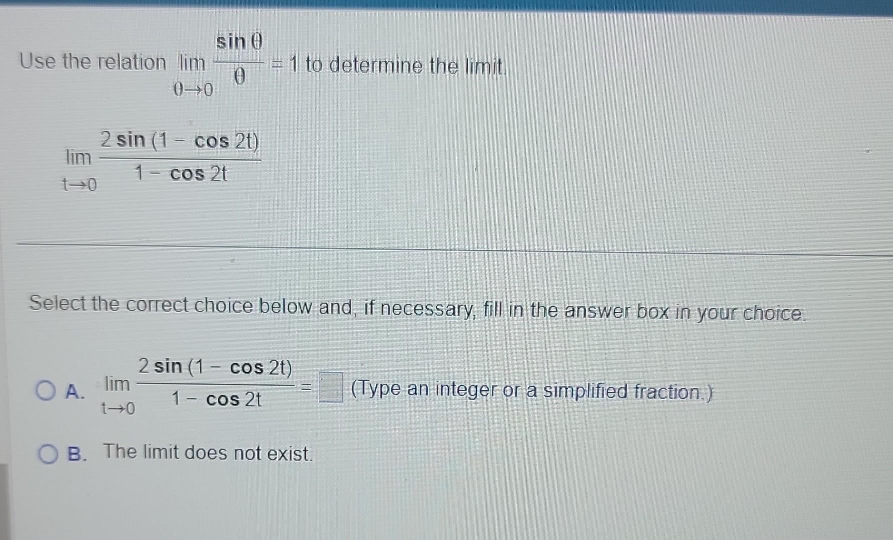 Solved Use the relation \\( \\lim _{\\theta \\rightarrow 0} | Chegg.com