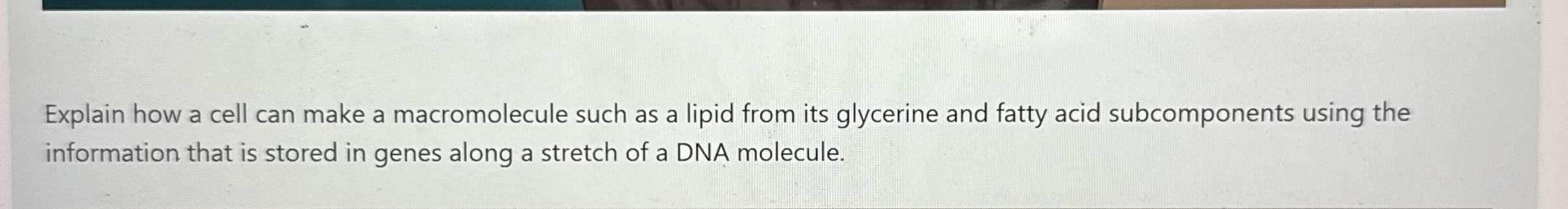 Solved Explain how a cell can make a macromolecule such as a | Chegg.com