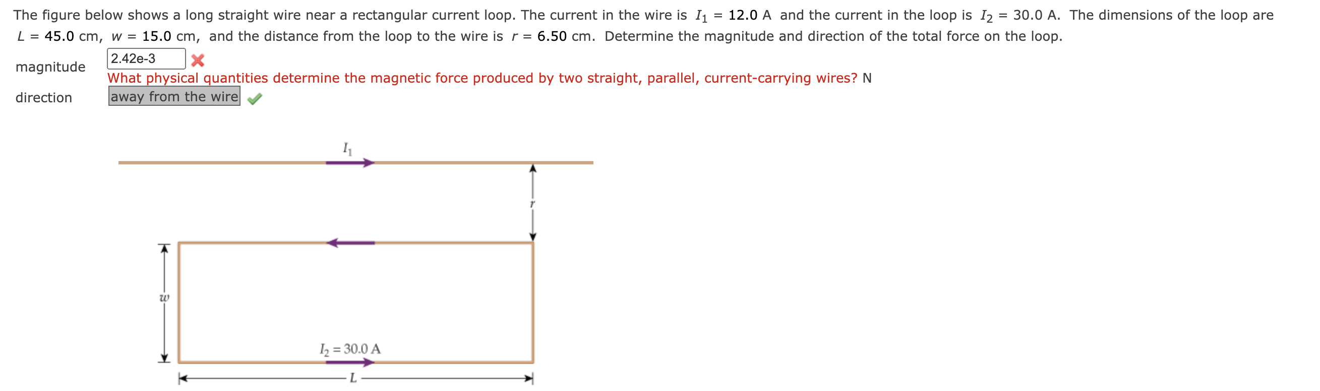 Solved L=45.0cm,w=15.0cm, ﻿and the distance from the loop to | Chegg.com
