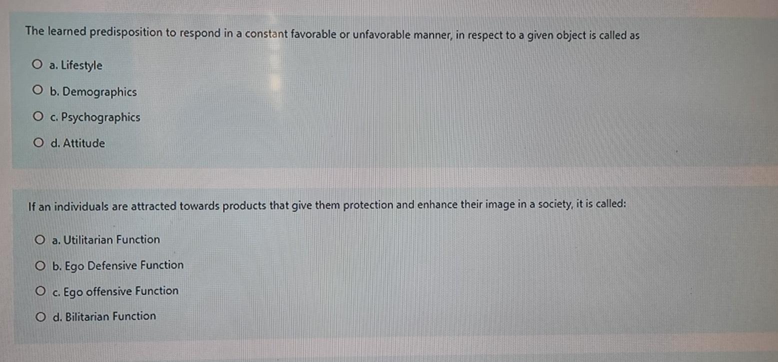 Solved The learned predisposition to respond in a constant | Chegg.com