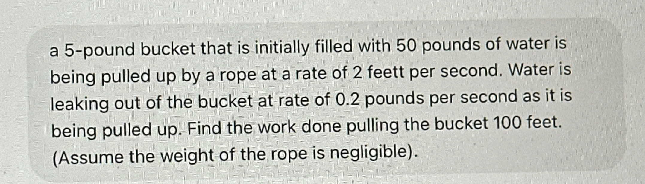 Solved a 5-pound bucket that is initially filled with 50 | Chegg.com