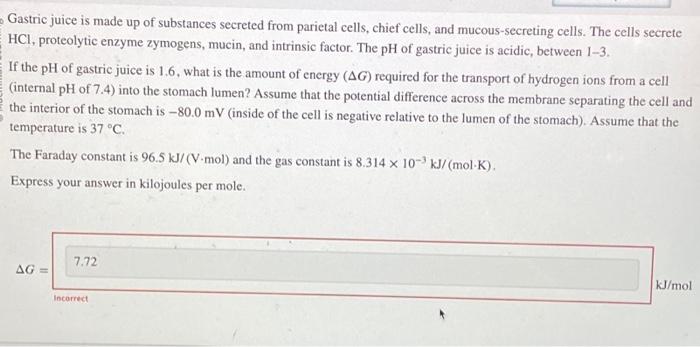 Solved Gastric juice is made up of substances secreted from | Chegg.com