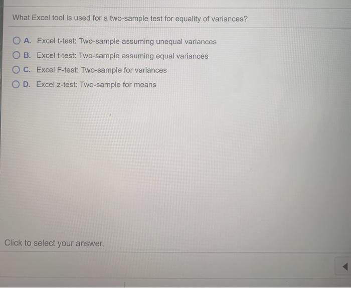 Solved What Excel Tool Is Used For A Two sample Test For Chegg