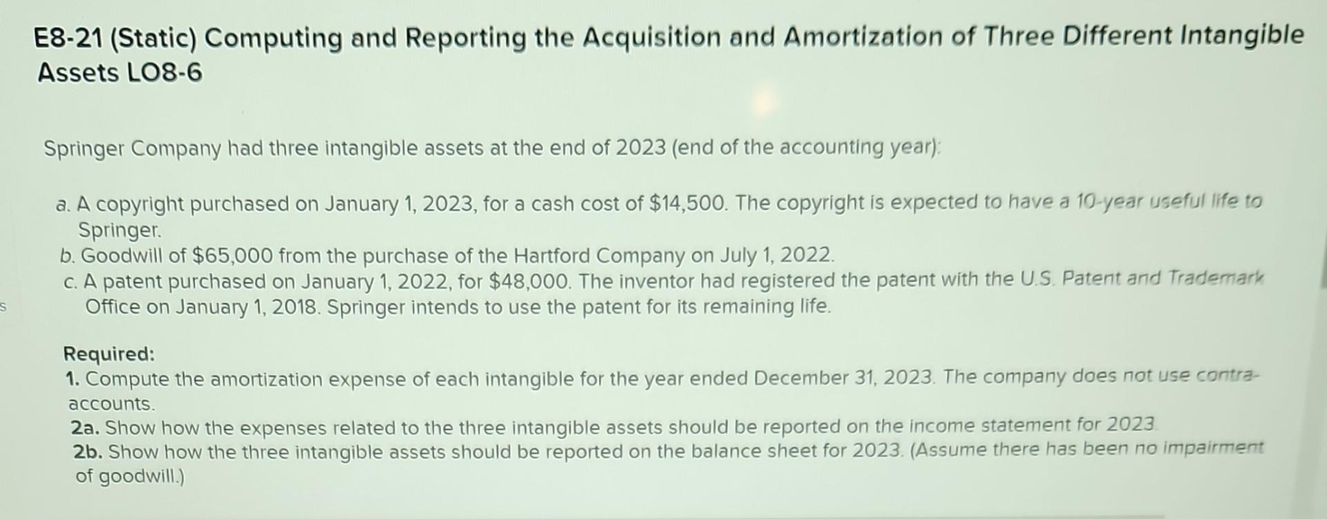 Solved E8-21 (Static) Computing and Reporting the | Chegg.com