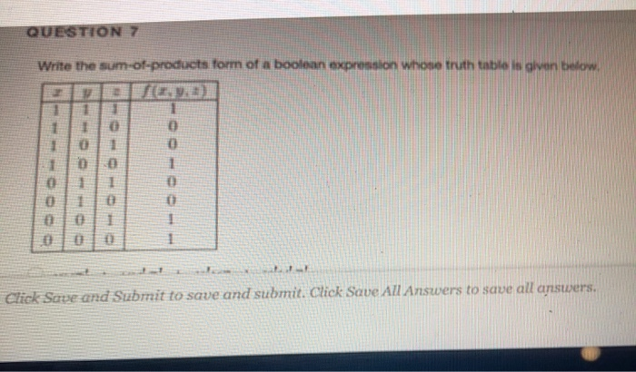 Solved QUESTION 7 Write the sum-of-products form of a | Chegg.com