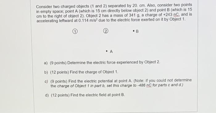 Solved Consider two charged objects (1 and 2) separated by | Chegg.com