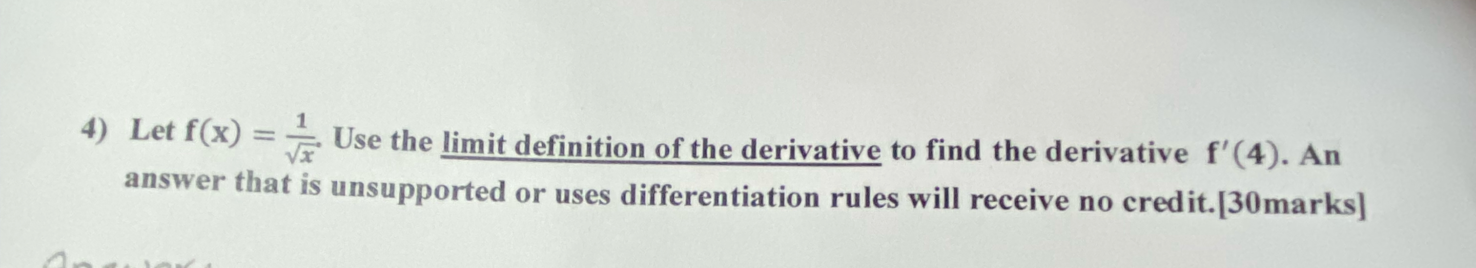 Solved by an EXPERT Let f(x)=1x2 ﻿Use the limit definition of the | Chegg.com