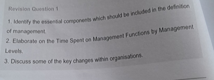 Solved Revision Question 1Identify the essential components | Chegg.com