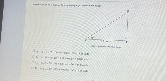 Solved solve the given right triangle for its missing angle | Chegg.com