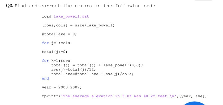 Q2. Find and correct the errors in the following code | Chegg.com