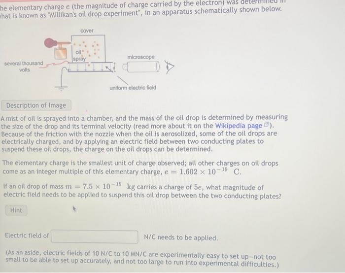 Solved he elementary charge e (the magnitude of charge | Chegg.com