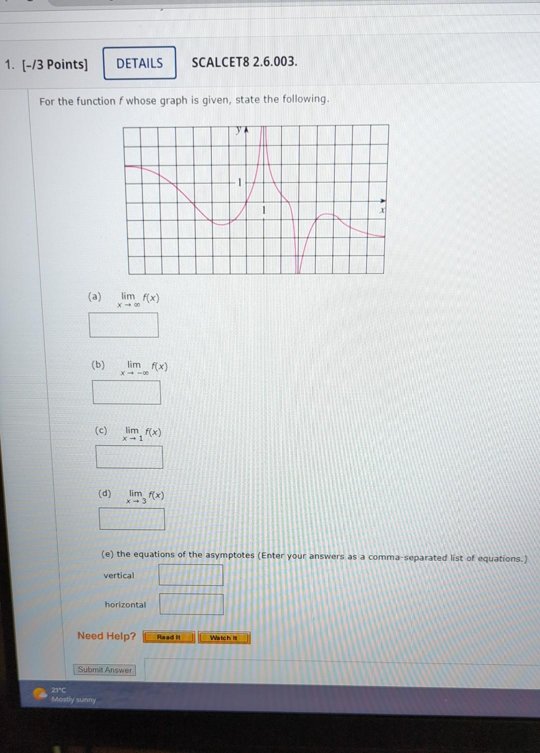 Solved For the function f whose graph is given, state the | Chegg.com