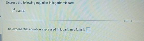 Solved Express the following equation in logarithmic | Chegg.com