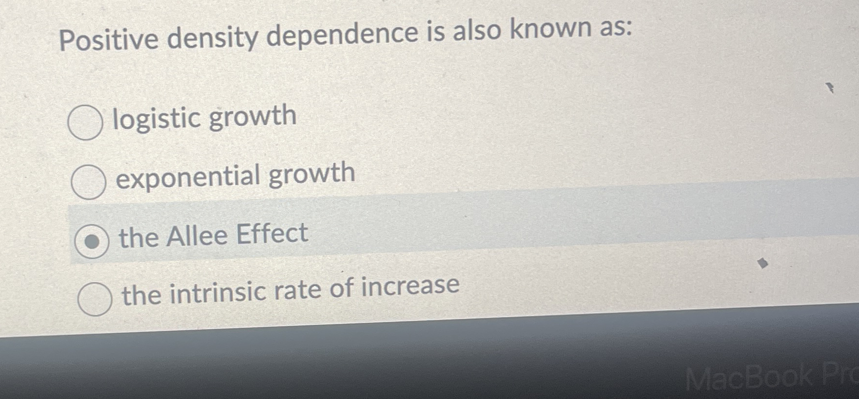 Solved Positive density dependence is also known as:logistic | Chegg.com
