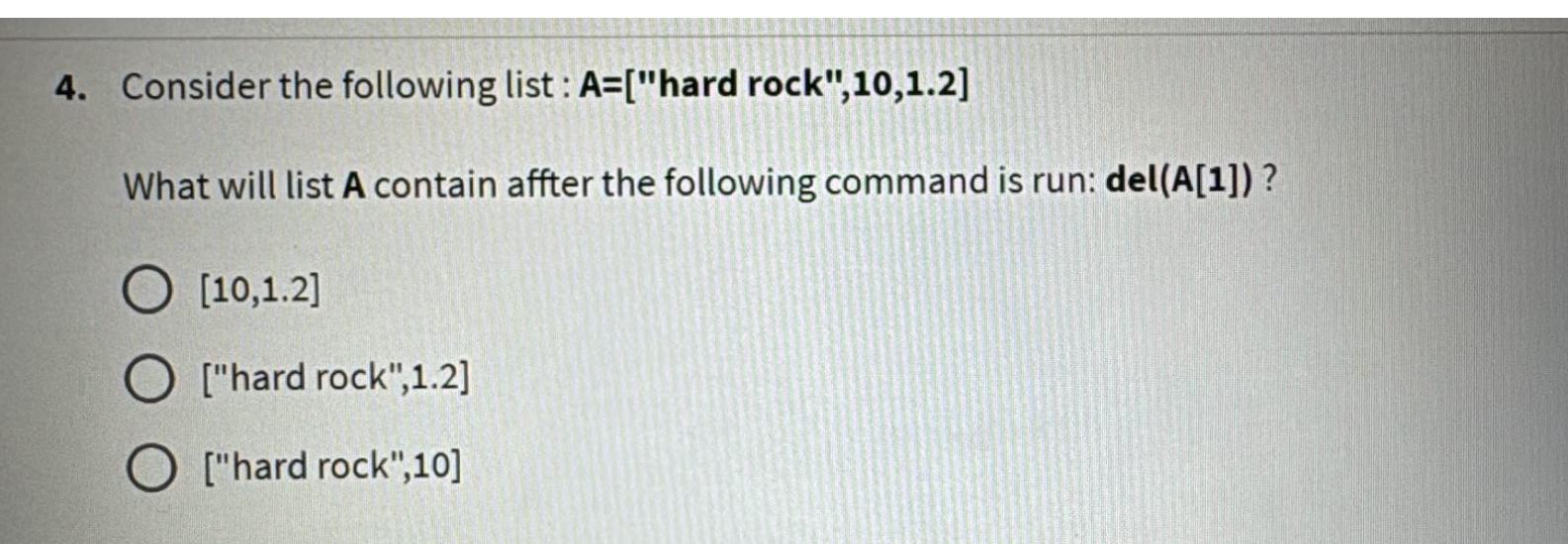 Solved Consider the following list : "hard | Chegg.com