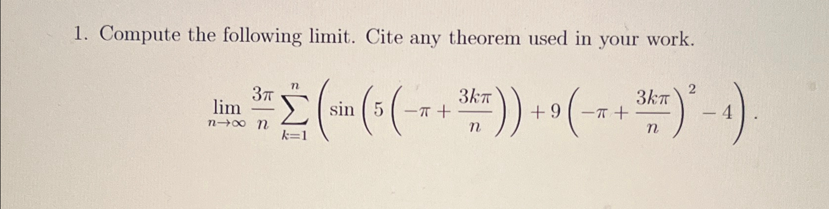 Solved Compute the following limit. ﻿Cite any theorem used | Chegg.com