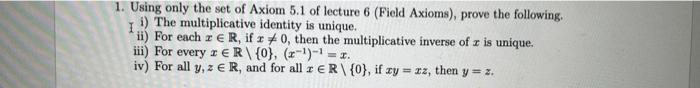 Solved 1. Using only the set of Axiom 5.1 of lecture 6 | Chegg.com