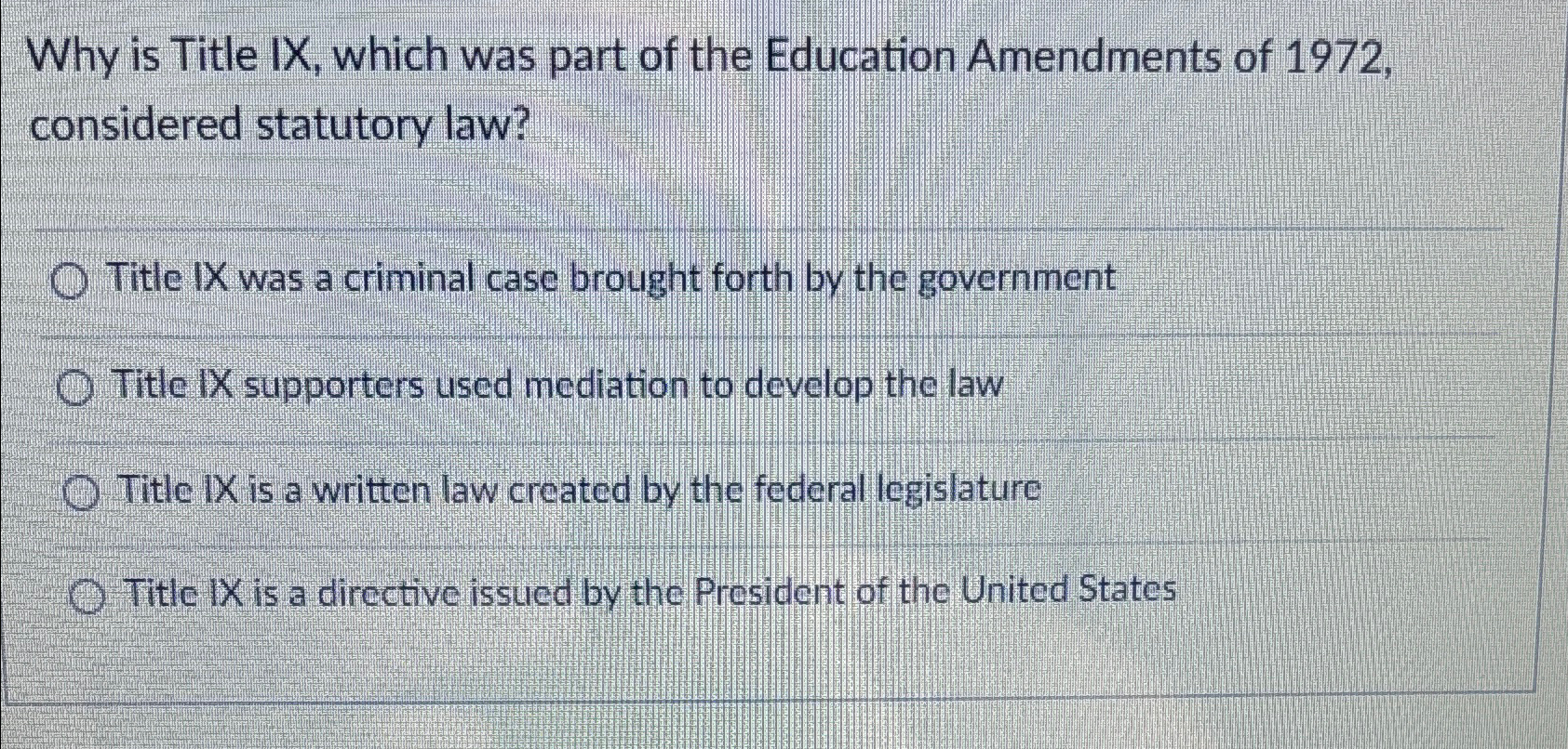 Solved Why is Title IX, ﻿which was part of the Education | Chegg.com