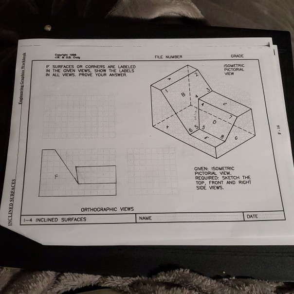 Solved 1-4 inclined surfaces. Given: Isometric pictorial | Chegg.com
