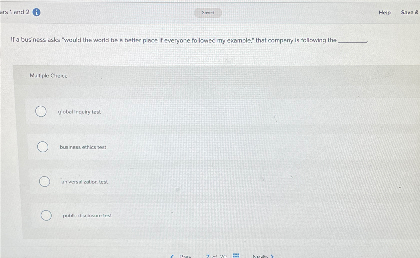 Solved ers 1 ﻿and 2SavedHelpSave &If a business asks "would | Chegg.com