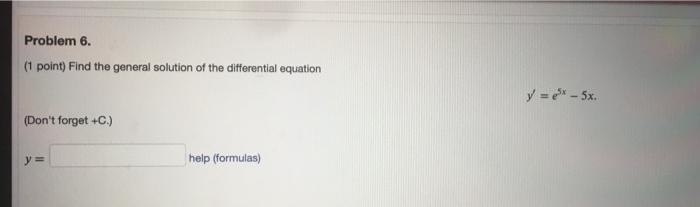 Solved Problem 6 1 Point Find The General Solution Of The