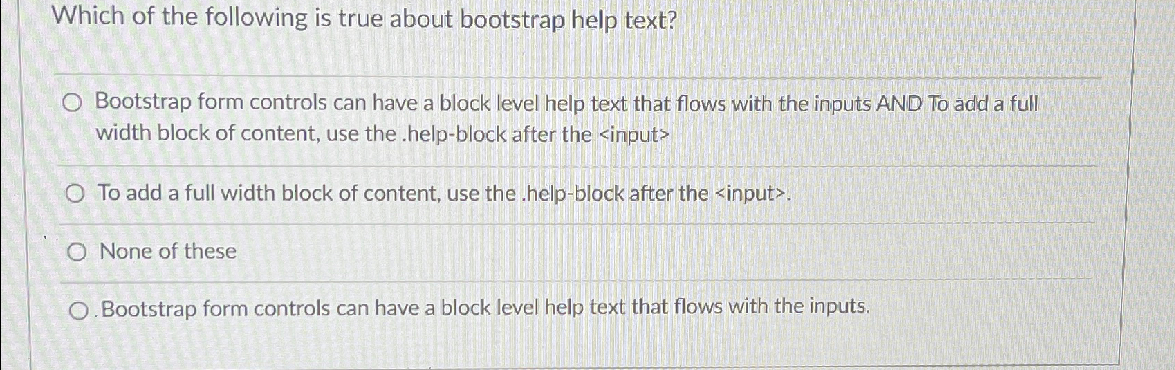 Solved Which of the following is true about bootstrap help | Chegg.com