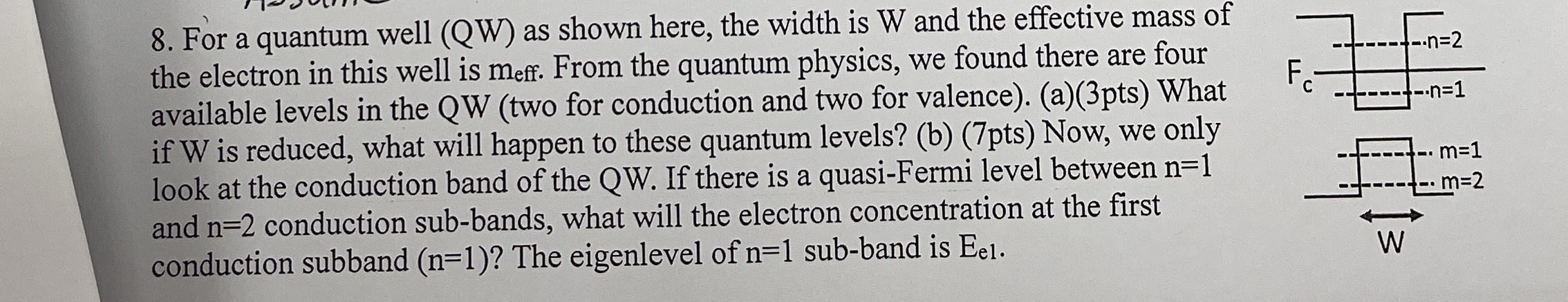 Solved For a quantum well (QW) ﻿as shown here, the width is | Chegg.com