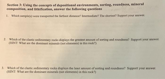 Solved Section 3: Using the concepts of depositional | Chegg.com