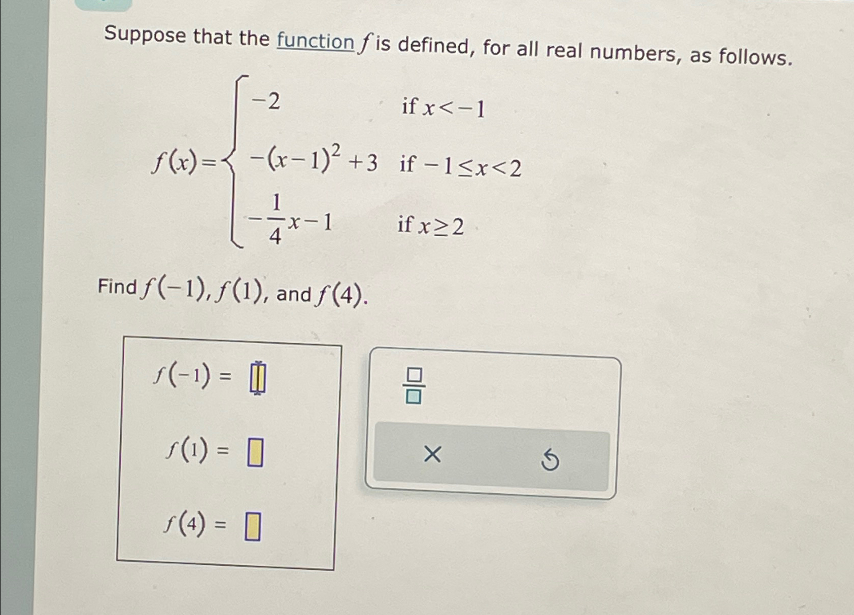 Solved Suppose that the function f ﻿is defined, for all real | Chegg.com