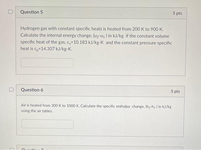 Solved Hydrogen gas with constant specific heats is heated | Chegg.com